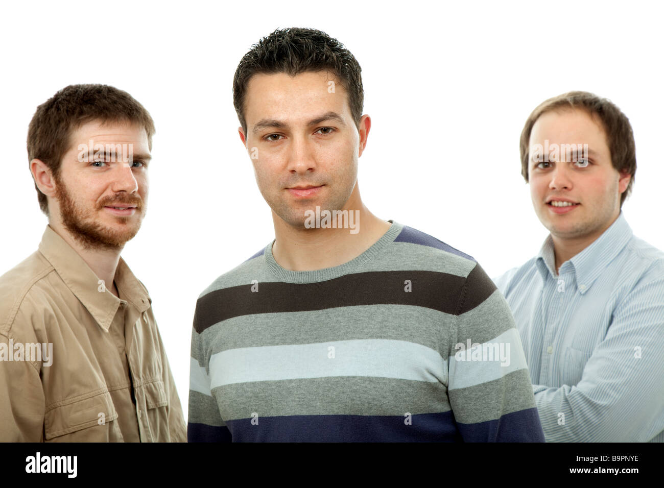 three casual men isolated on white background Stock Photo - Alamy