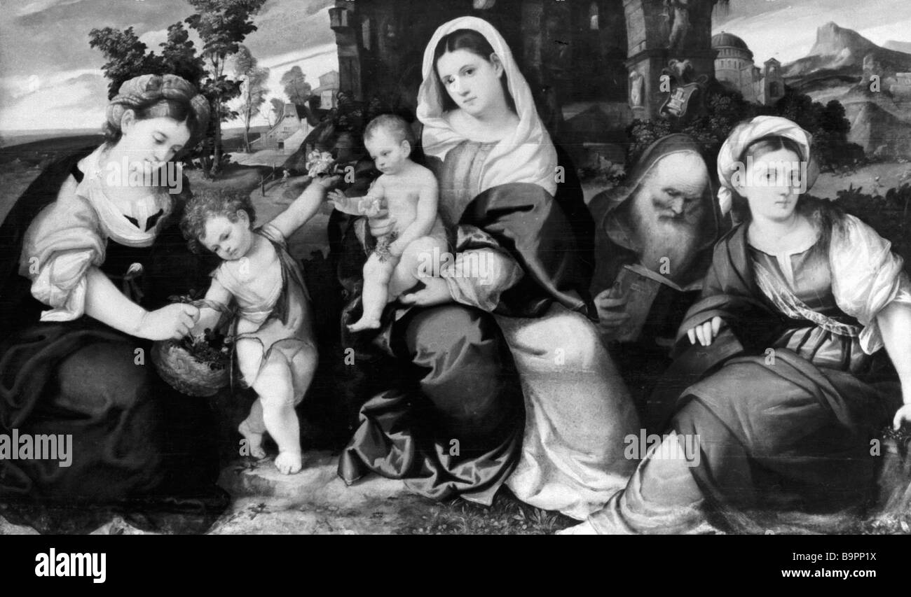 Bonifacio Veronese The Holy Family with Saints Elizabeth Catherine and ...