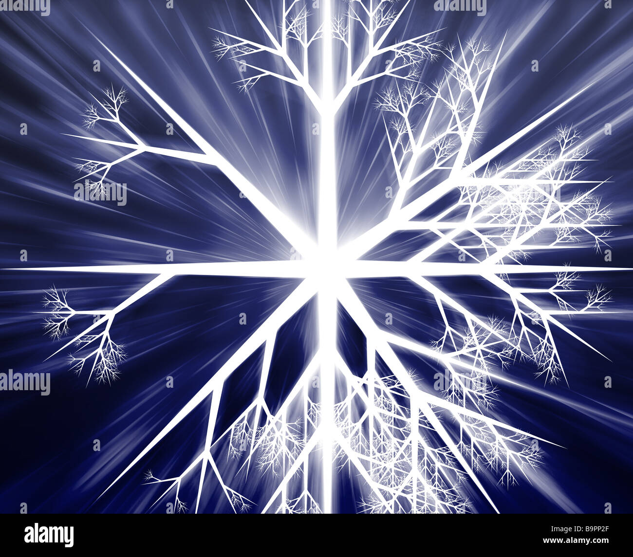 Snowflake crystal pattern illustration glowing light flares Stock Photo ...
