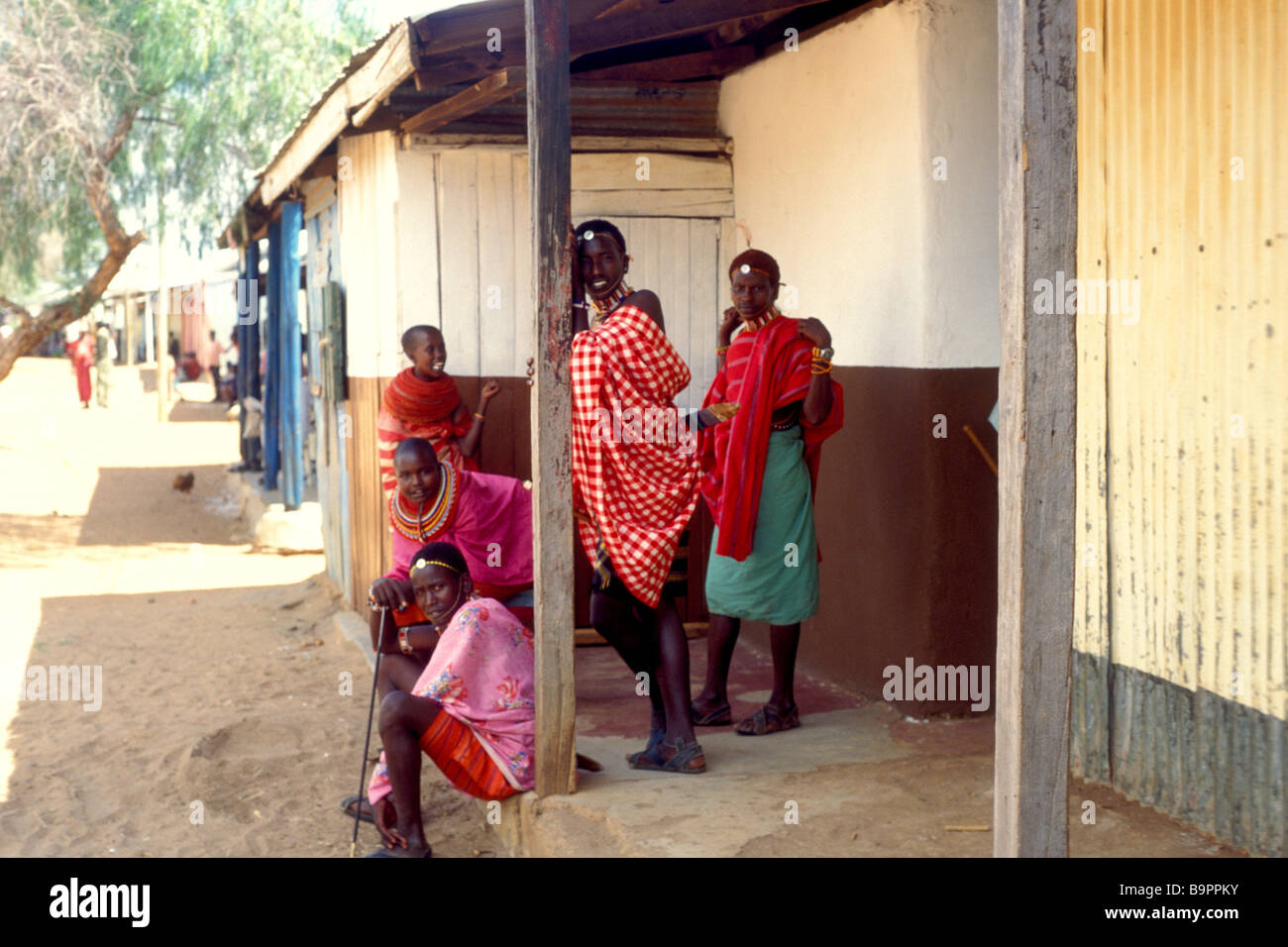 samburu warriors in town, kenya Stock Photo - Alamy