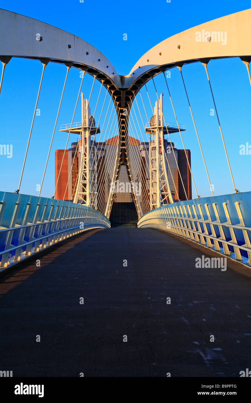 Millennium Lift Bridge and Quay West, Salford Quays, Manchester ...