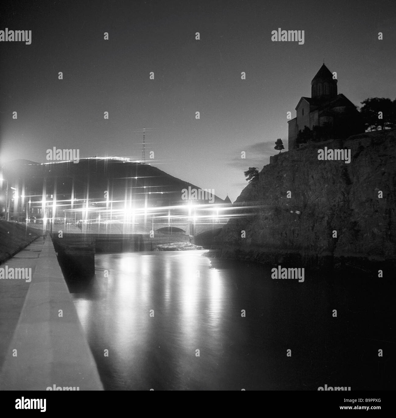 The Metekhi Castle Georgia at night Stock Photo - Alamy