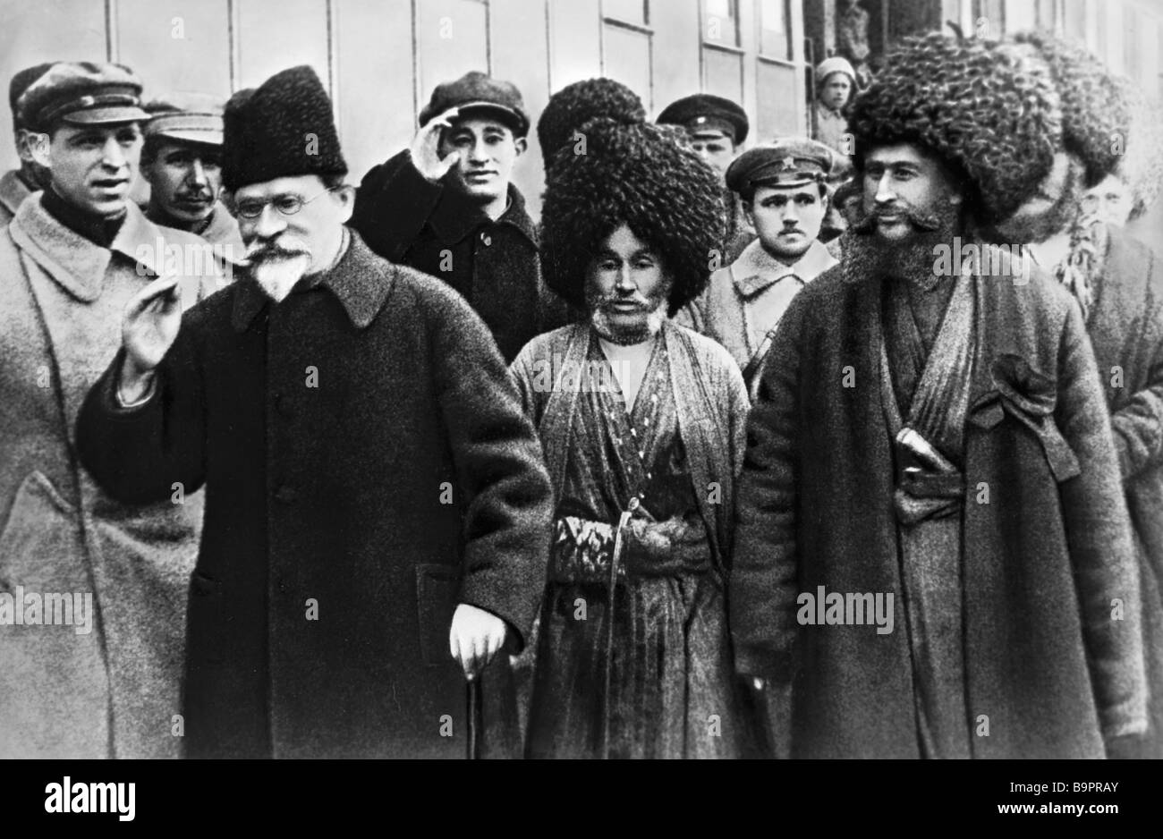Mikhail Kalinin at a station during his trip in the Central Asia Stock ...