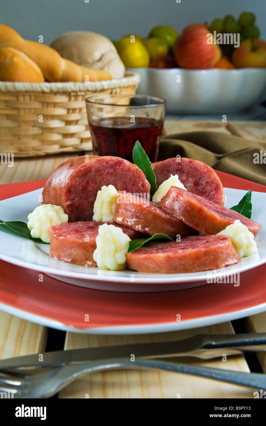 Cotechino Italian cooking Italy Italian food Stock Photo - Alamy