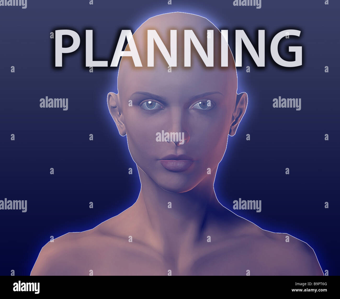 Illustration of woman s face with management strategy slogan Stock ...