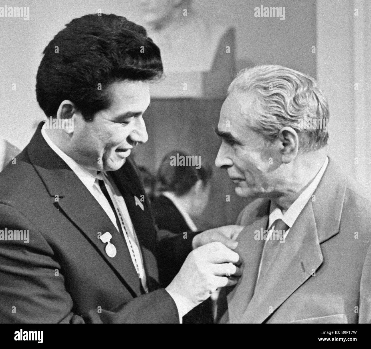 Lenin prize winners writer Chinghiz Aitmatov left and artist Pavel ...