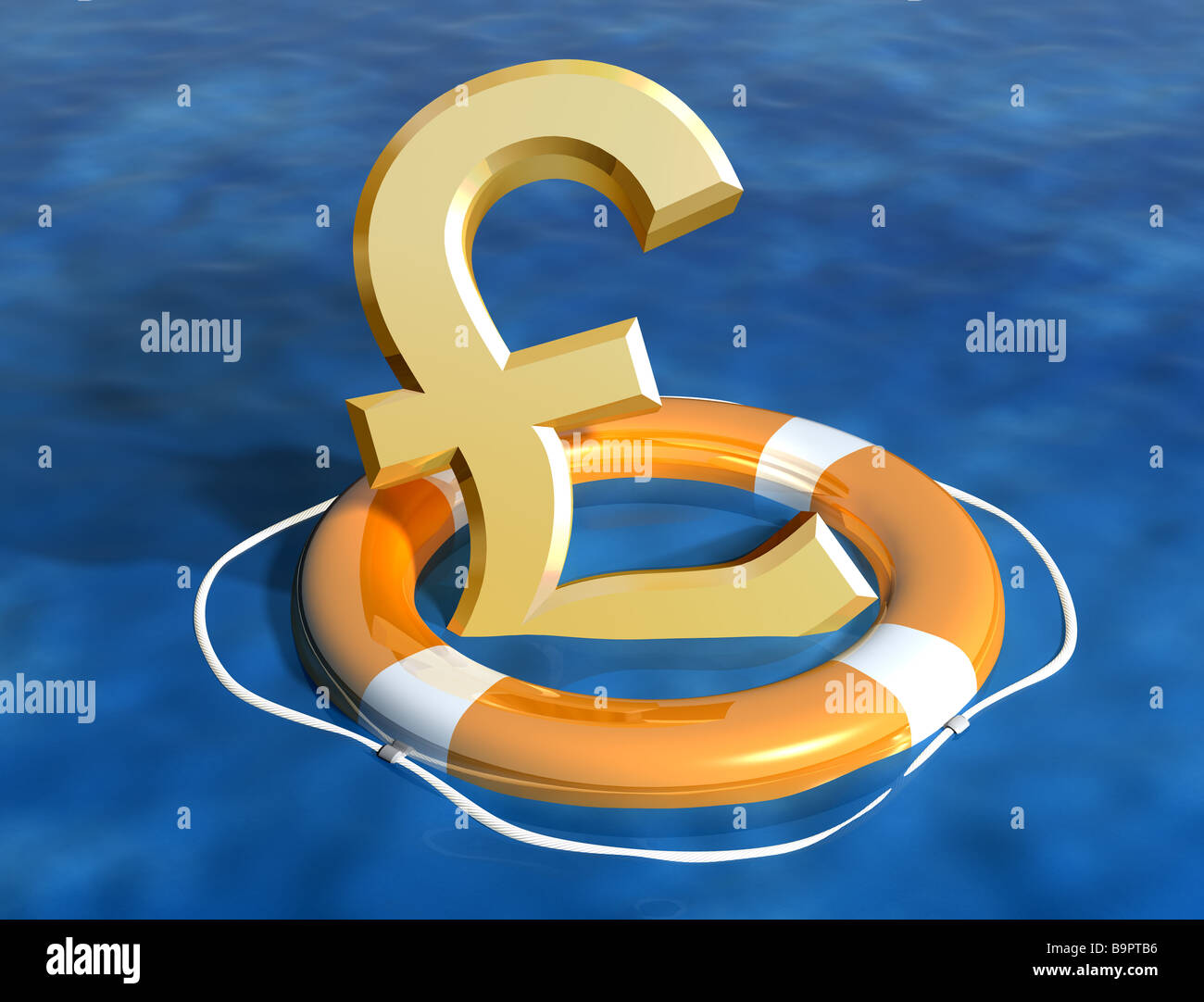 Illustration of the sinking pound being saved Stock Photo - Alamy