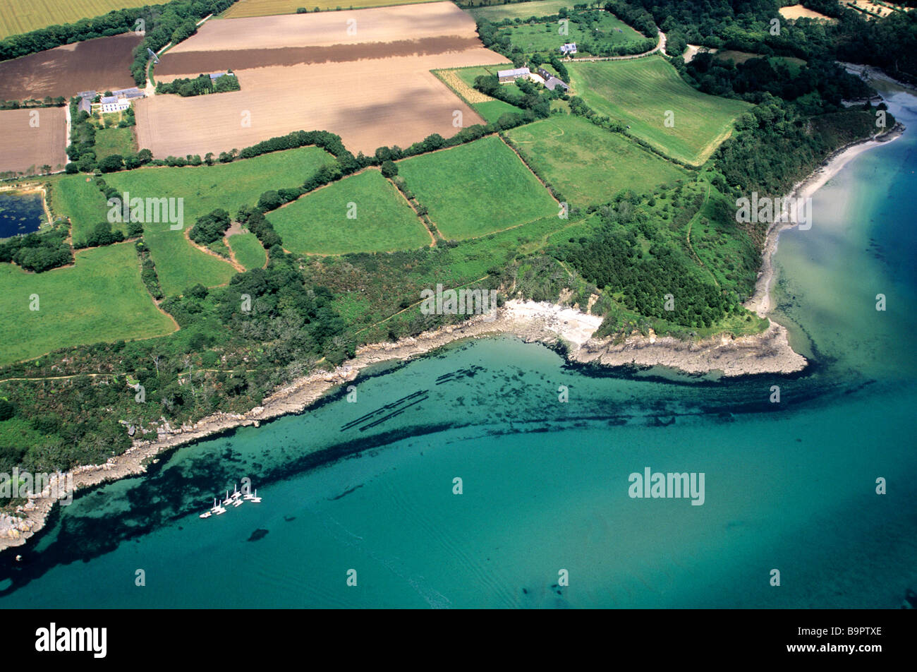 France, Finistere, Belon river, Belon (aerial view Stock Photo - Alamy