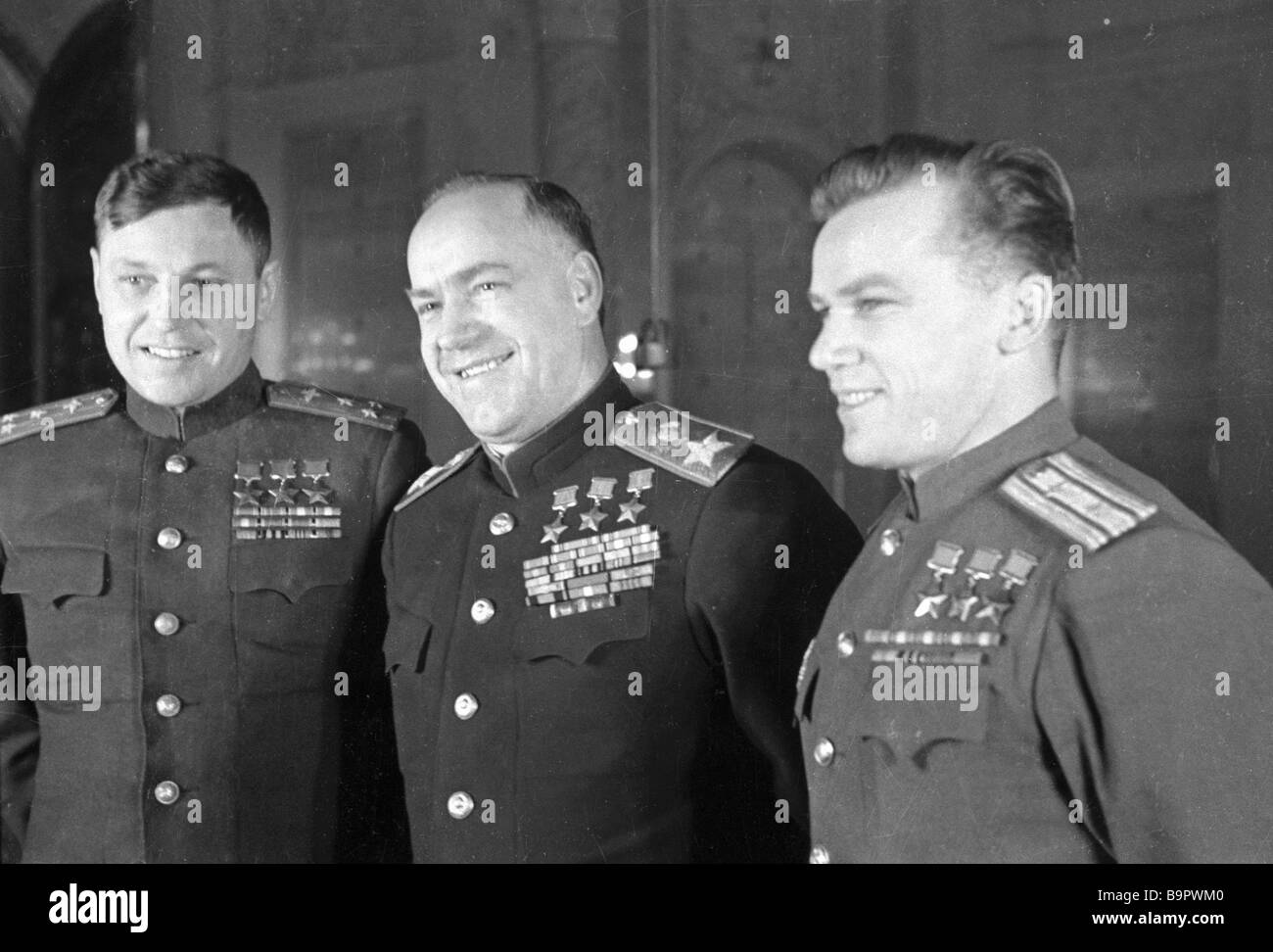 Thrice Heroes of the Soviet Union Colonel A Pokryshkin Marshal G Zhukov ...