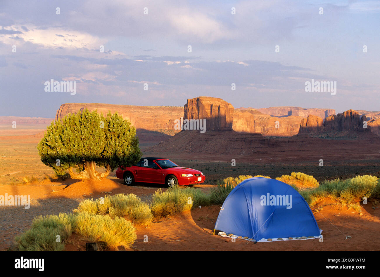 United States, Arizona, Monument Valley National Park, camping Stock ...