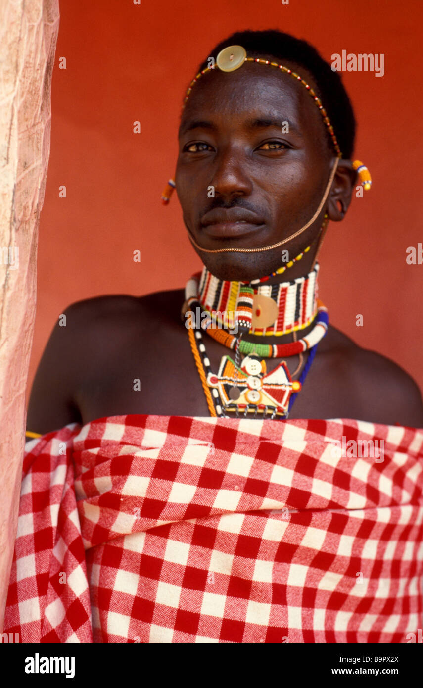 samburu warrior in town, kenya Stock Photo - Alamy