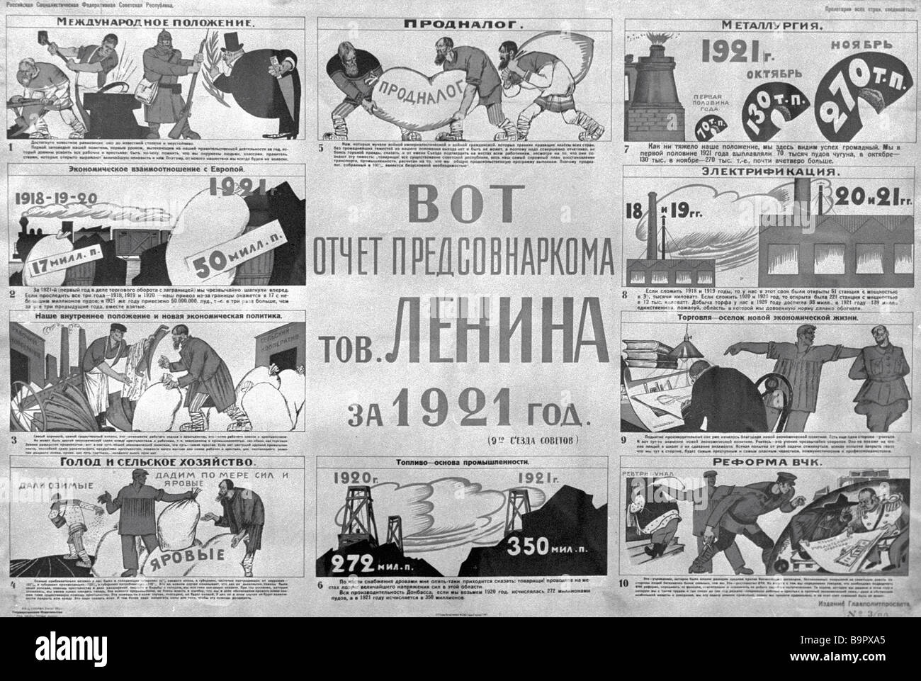 A reproduction of a poster by Mikhail Cheremnykh 1921 Stock Photo - Alamy