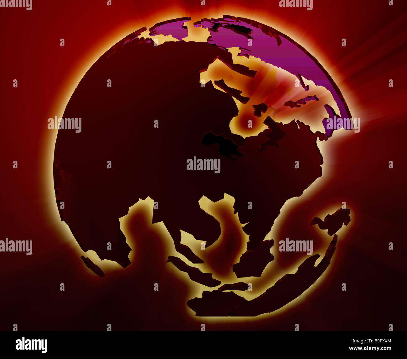 Globe map illustration of Asia and Pacific Stock Photo - Alamy