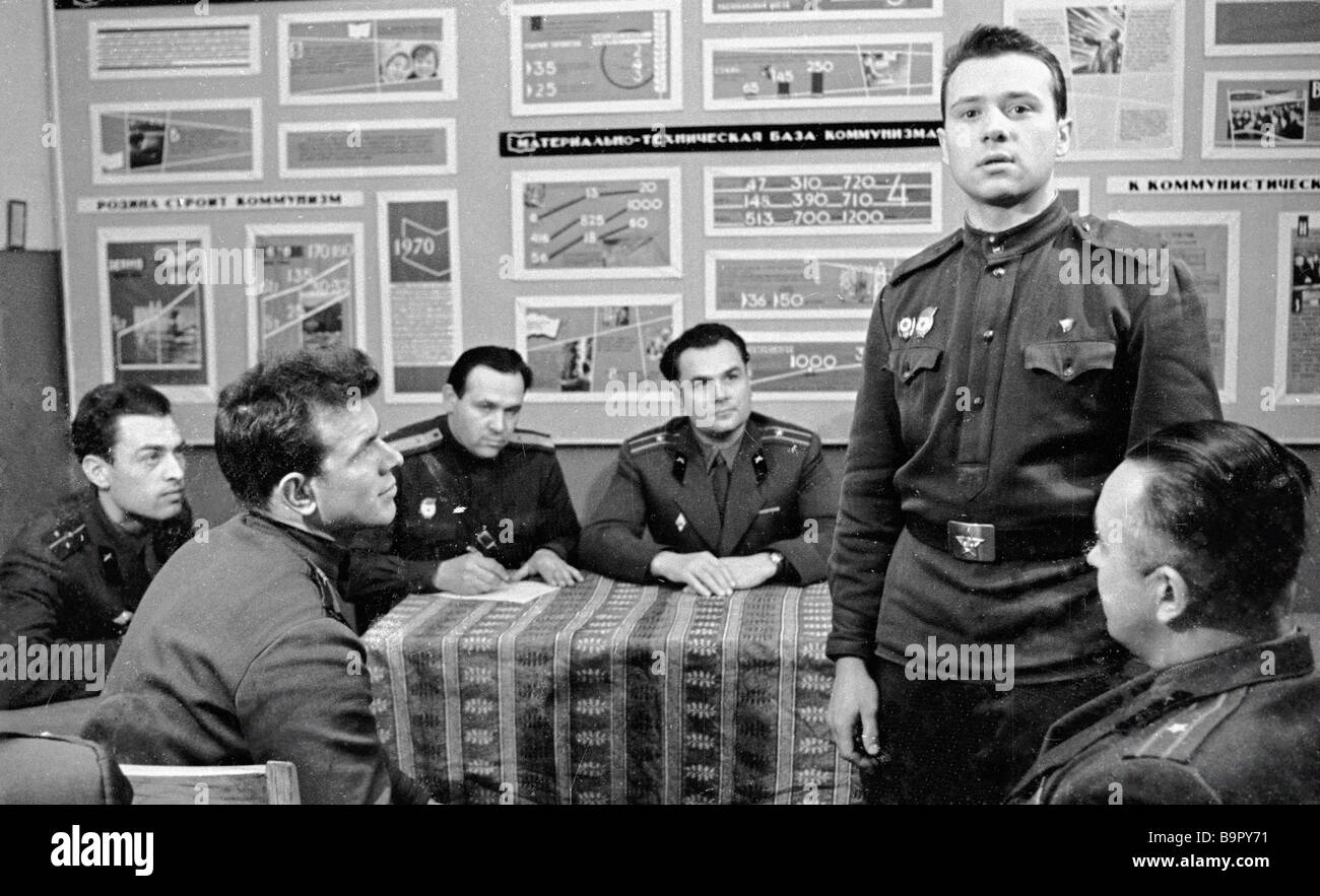 Admitting new member of Soviet Communist Party during party meeting at ...