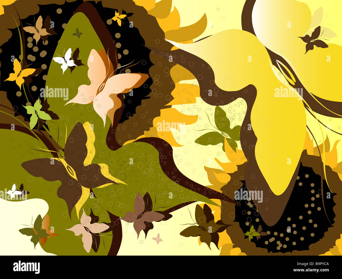 Grunge colorful background with butterfiles and flowers Stock Photo - Alamy