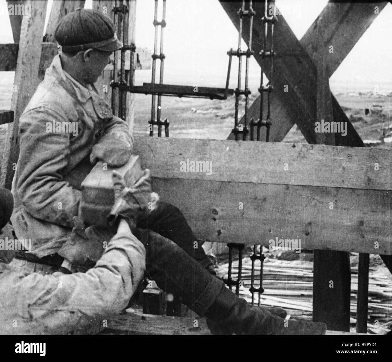 A worker at the construction of Magnitogorsk Iron Steel Works Stock ...