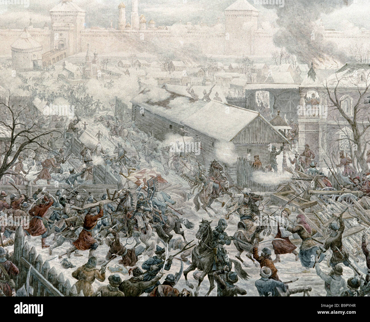 Reproduction of the painting An Uprising of the Muscovites Against the ...