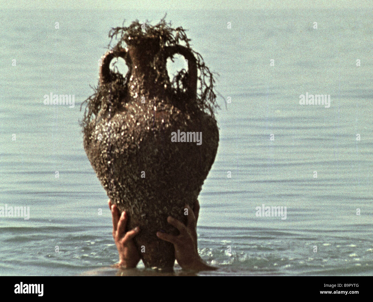 An amphora discovered on the ocean floor near the excavation of ancient ...