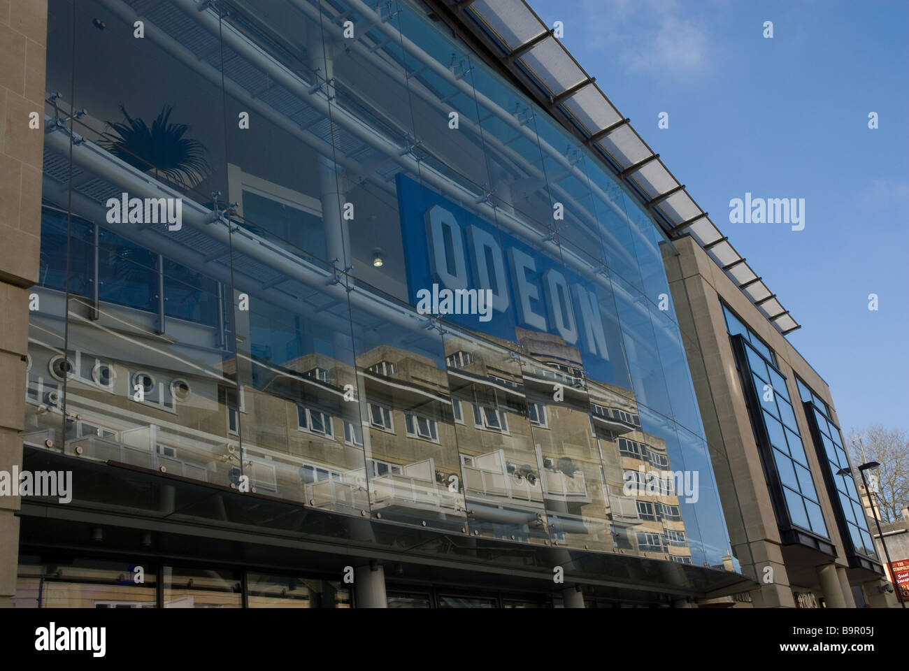 Buildings refecting in the windows of the Odeon Cinema "Bath Spa ...