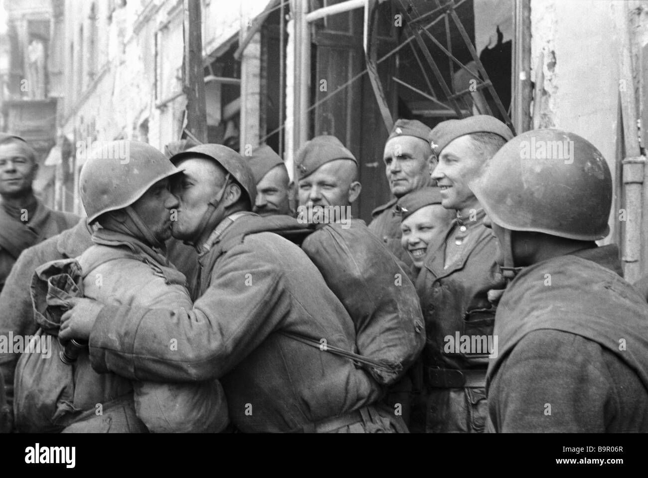 Two fellow countrymen embracing in Berlin The 1st Byelorussian Front ...