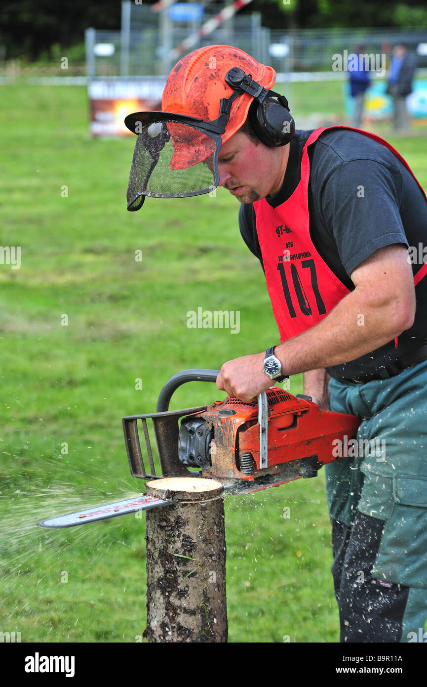 Logger in action Stock Photo - Alamy