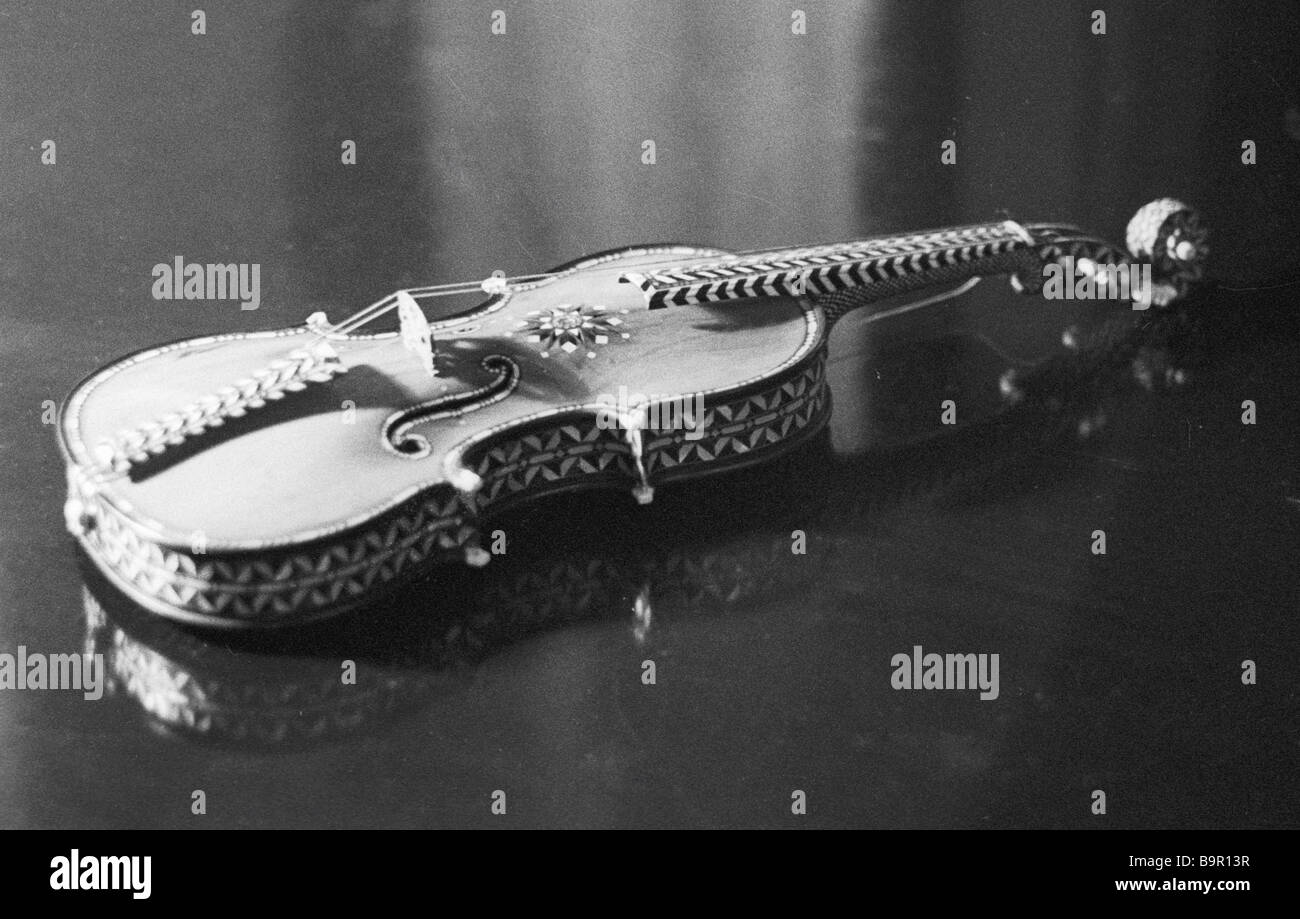 An Amati violin at the Musical Instruments Exhibition at the Leningrad ...
