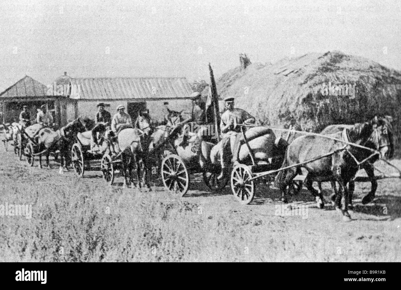 The Red Wagon Train with bread Stock Photo - Alamy