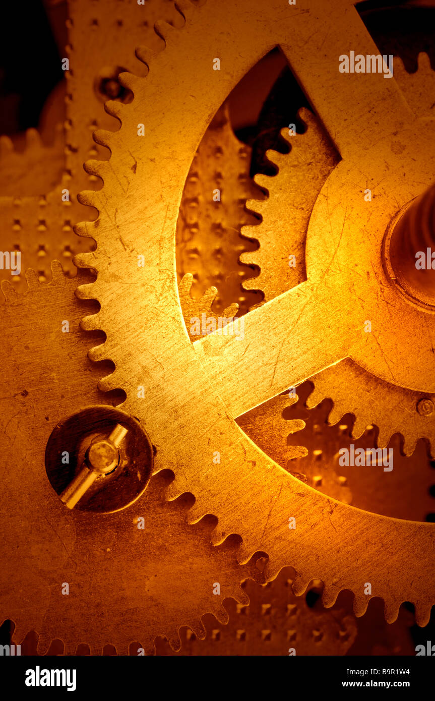 view of gears from old mechanism Stock Photo - Alamy