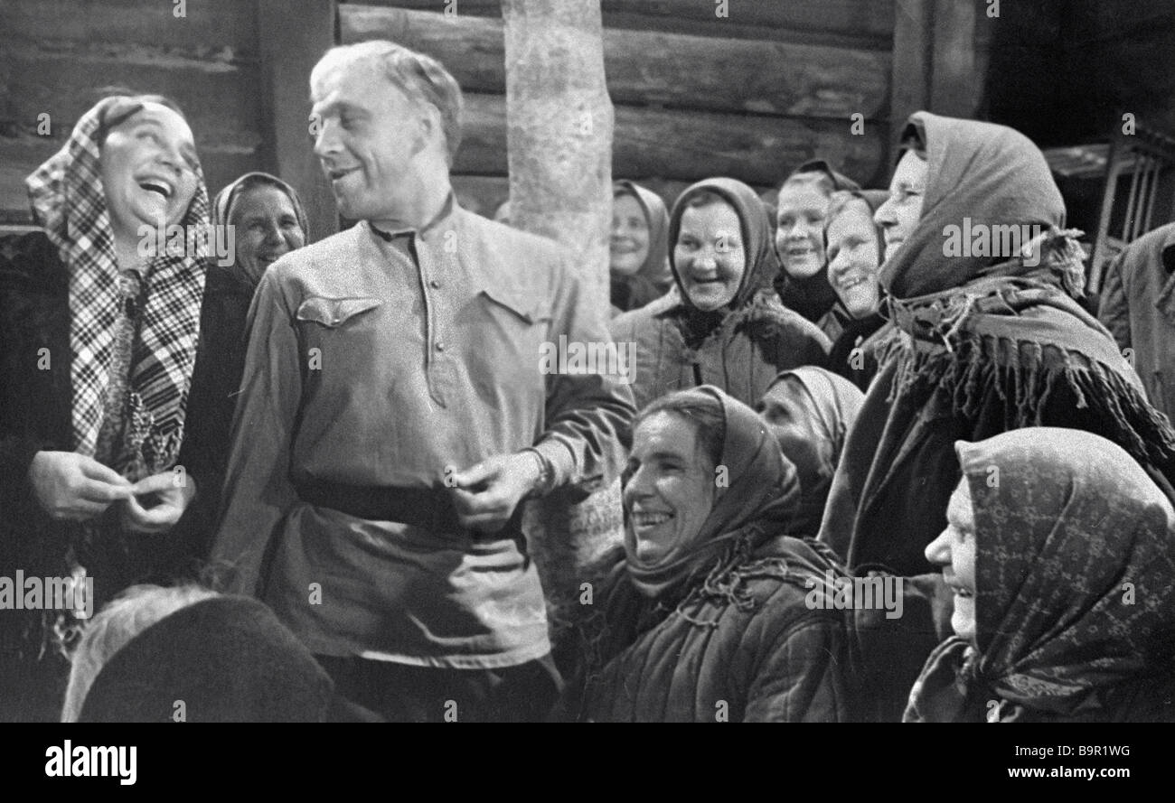 Actor Mikhail Ulyanov as collective farm chairman Yegor Trubnikov ...