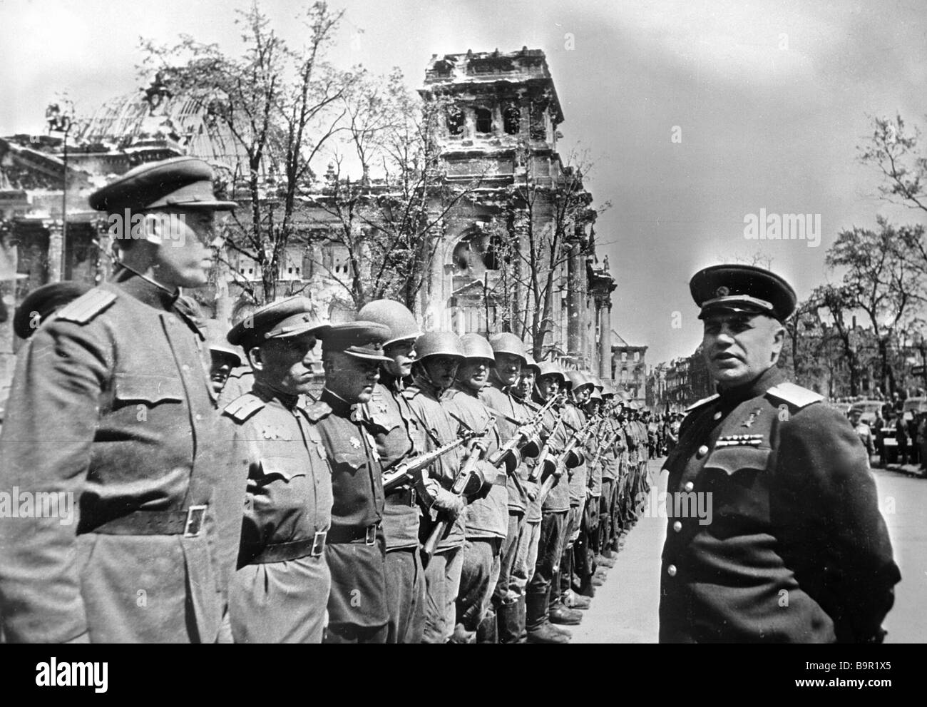 Hero of the Soviet Union Colonel General Nikolai Berzarin right ...