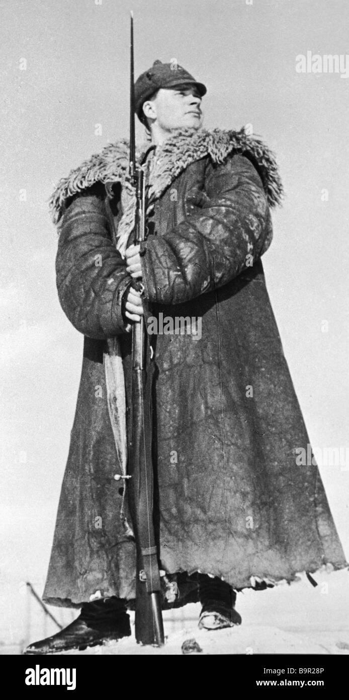 Soviet border guard on duty Stock Photo - Alamy