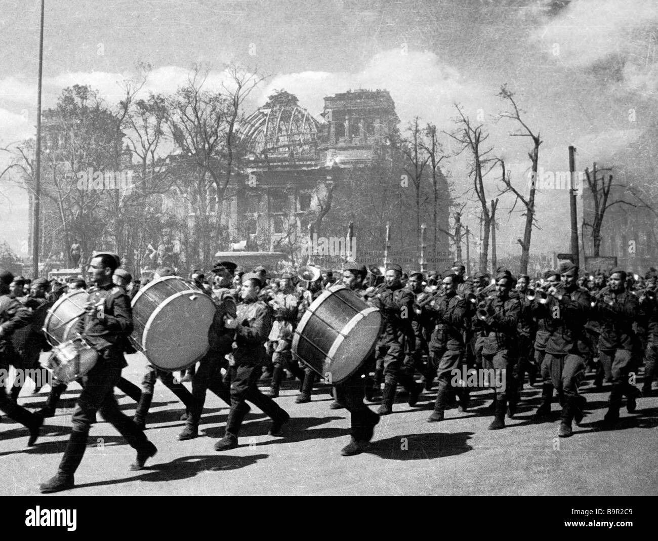 A Soviet military orchestra in the streets of the liberated Berlin ...