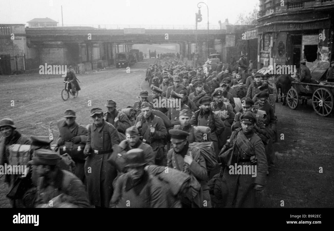 Convoy of German prisoners of war in one of the streets of Berlin Stock ...