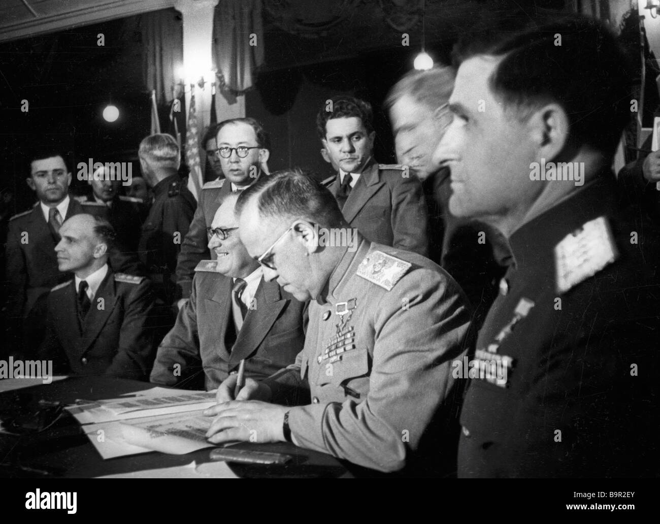Georgy Zhukov Marshal of the Soviet Union center during the signing ...