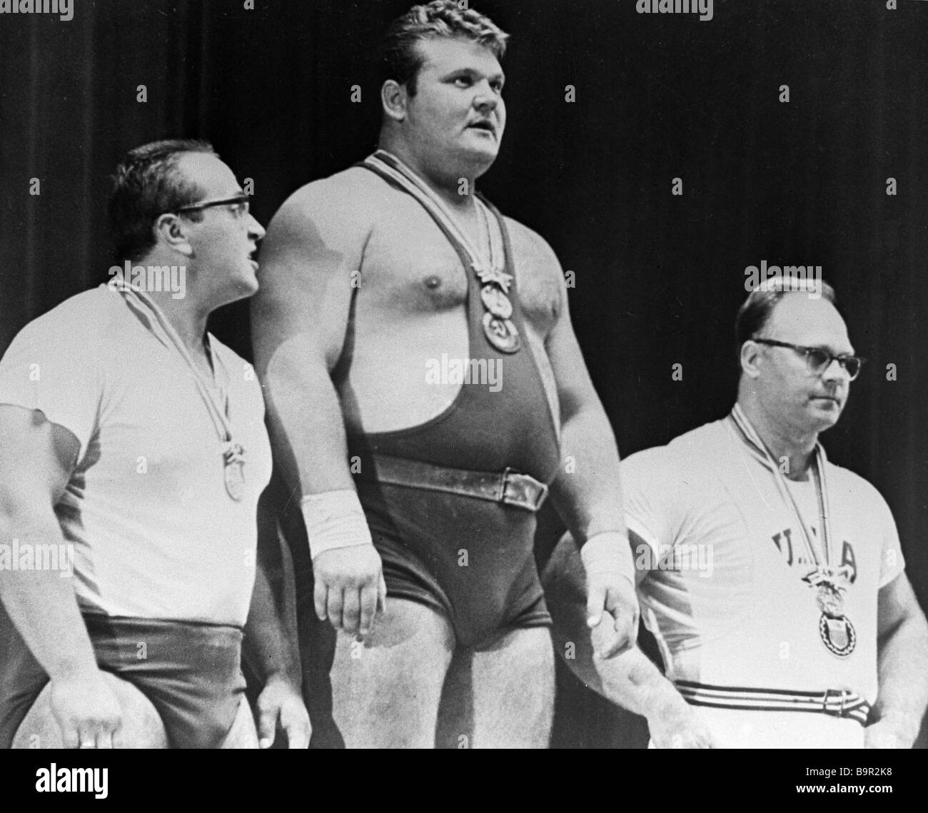 Soviet weightlifters Yury Vlasov Leonid Zhabotinsky and American ...