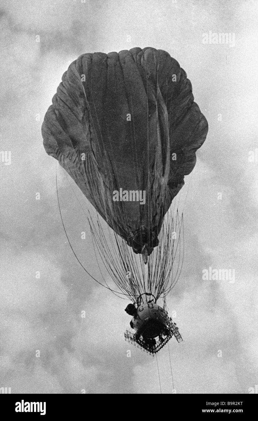 First Soviet stratospheric balloon in mid air Stock Photo - Alamy