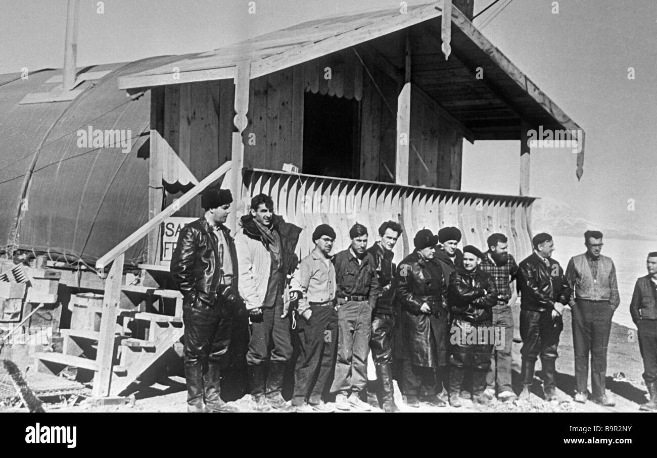 Soviet and American explorers at McMurdo base Antarctica Stock Photo ...