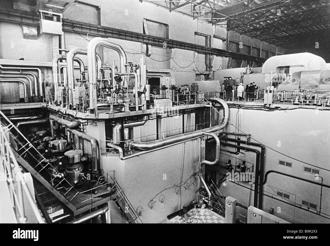 The turbine hall of the Beloyarskaya nuclear power plant Stock Photo ...