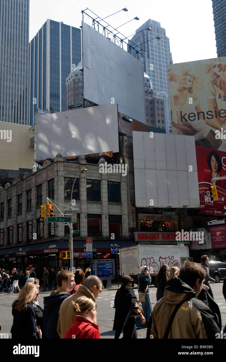 Empty billboards are seen in Times Square in New York Stock Photo - Alamy