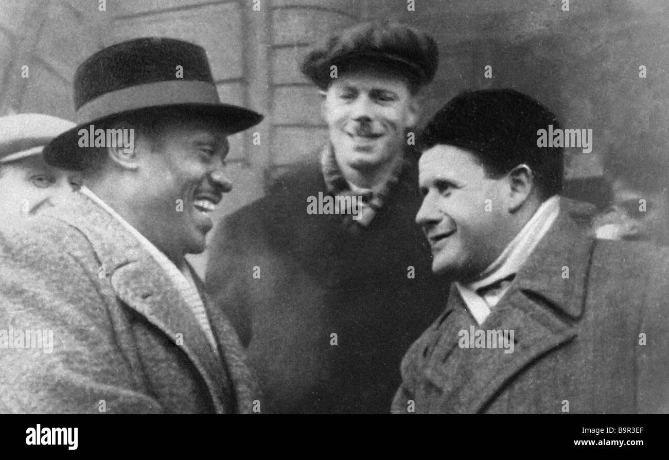 Film director Sergei Eisenstein right and U S singer Paul Robeson in ...