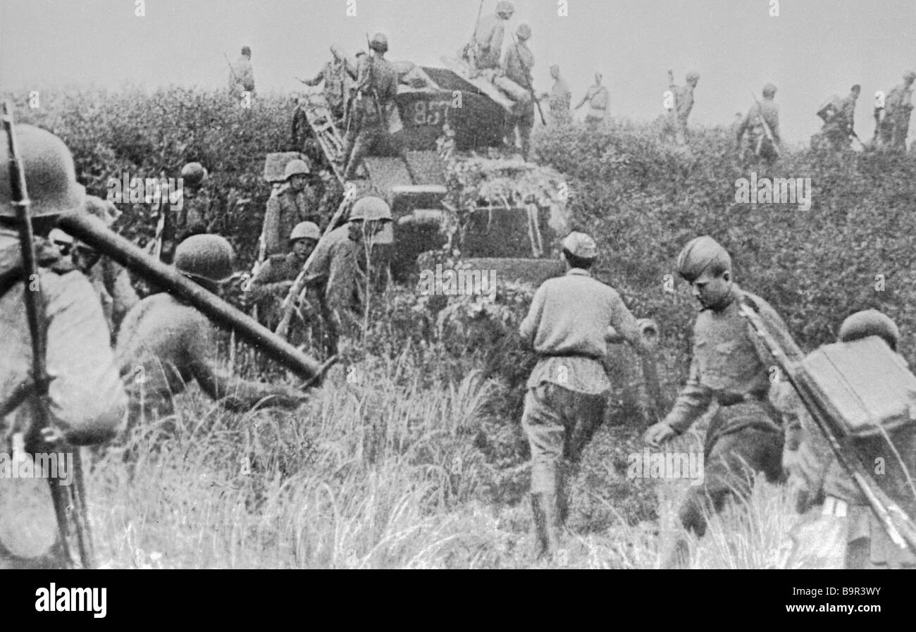Infantrymen crossing the border of Manchuria Stock Photo - Alamy