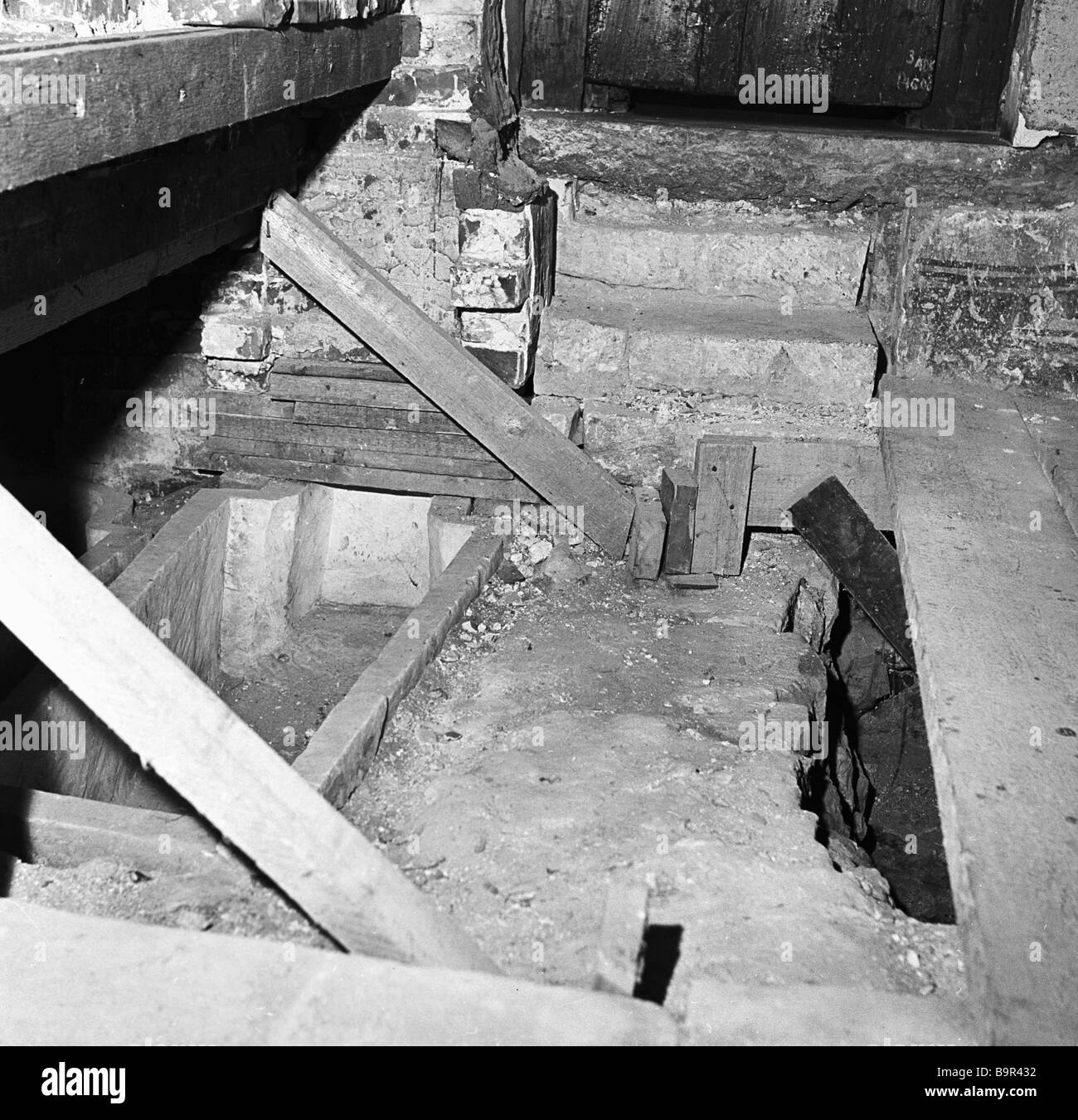 Uncovered white stone sarcophagus of Tsar Feodor Ivanovich left and ...