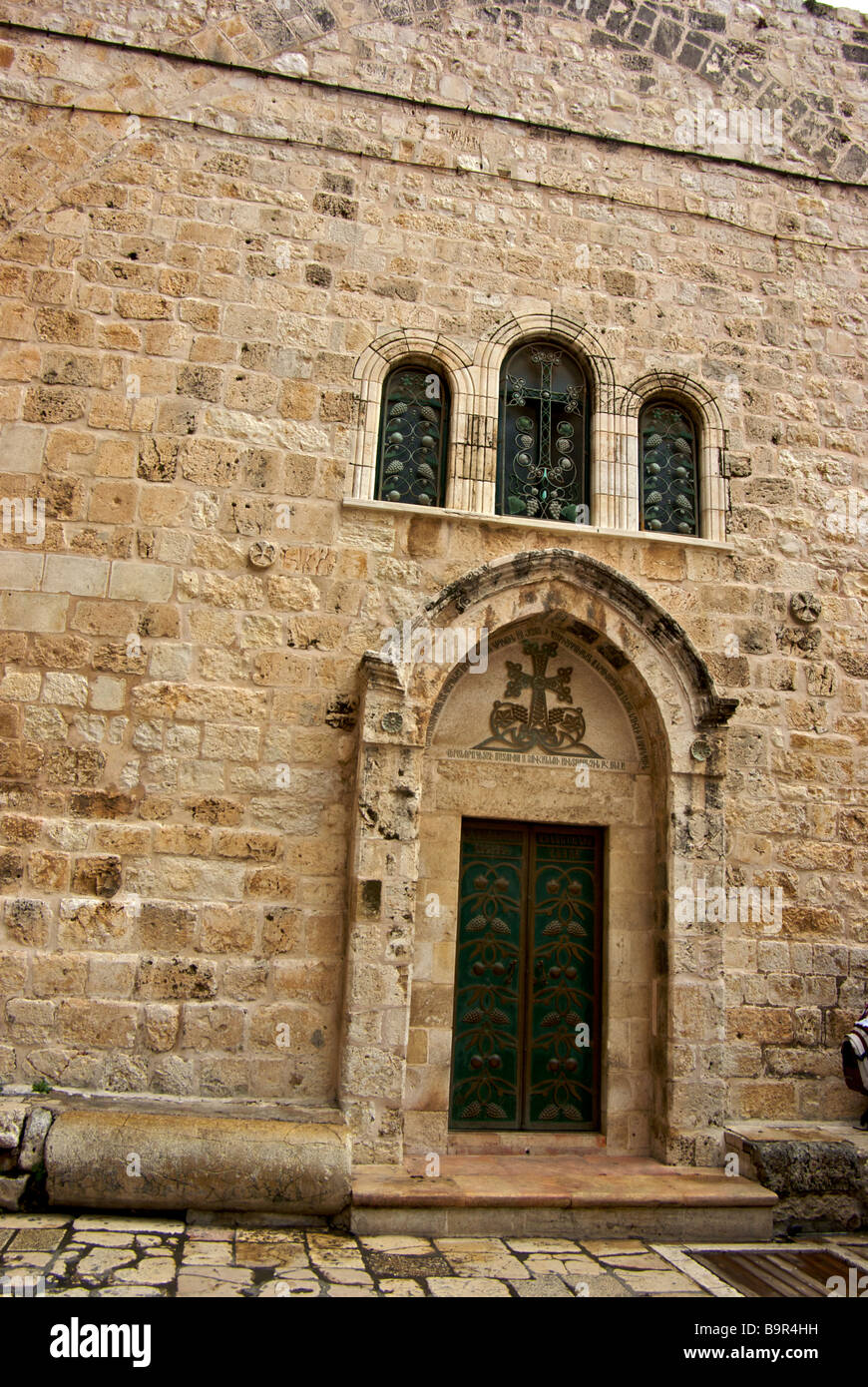 Arched doorway windows courtyard in Church of the Holy Sepulchre or ...