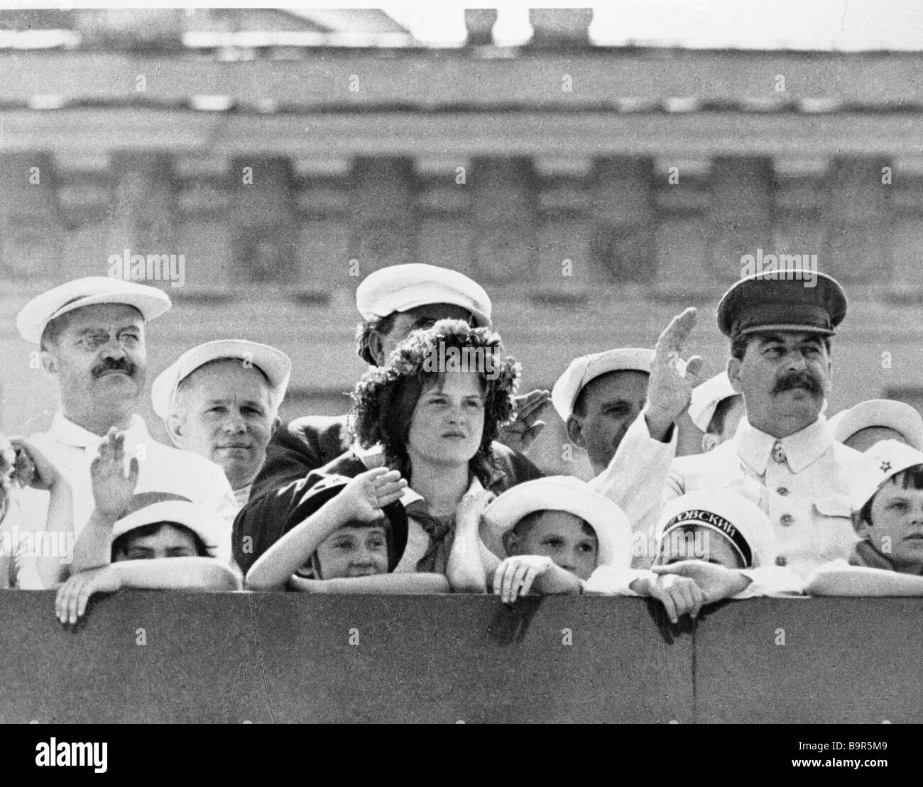Left to right Vyacheslav Molotov Nikita Khrushchev and Josef Stalin on ...