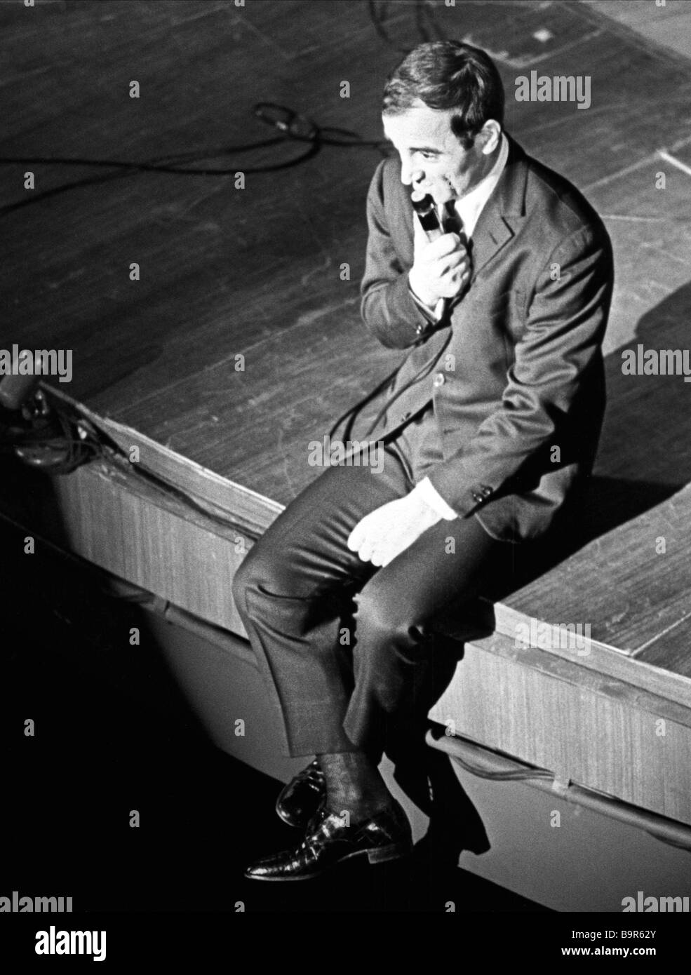 French singer and film actor Charles Aznavour rehearses during his ...