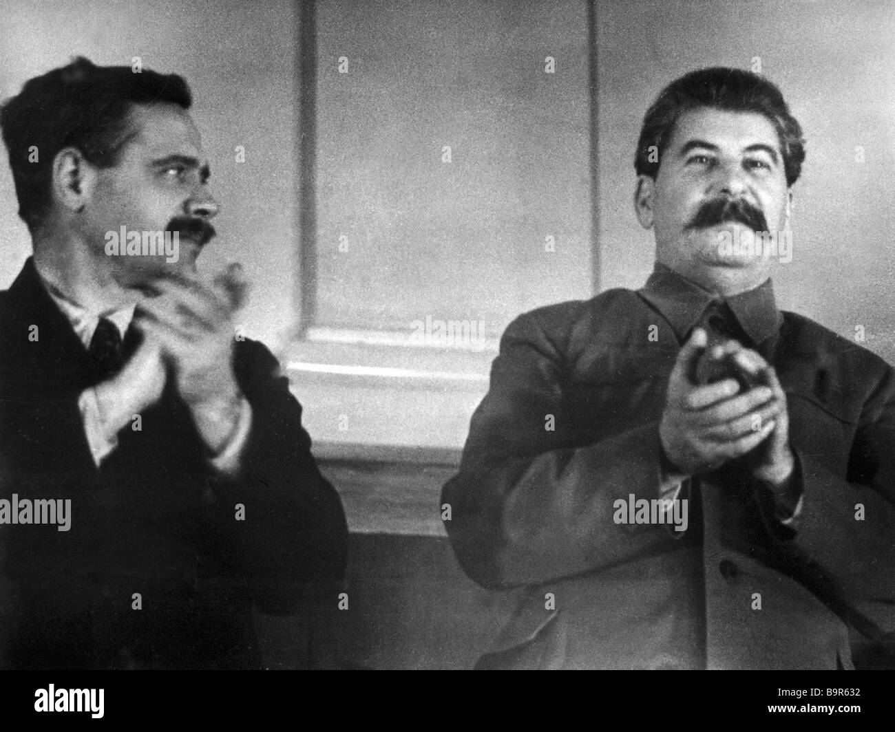 Josef Stalin right and Andrei Andreev left attend reception of Buryat ...