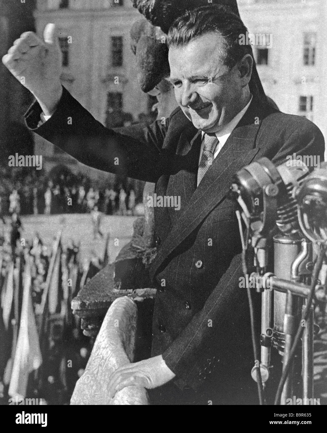 Klement Gottwald attending a rally in Prague Stock Photo - Alamy