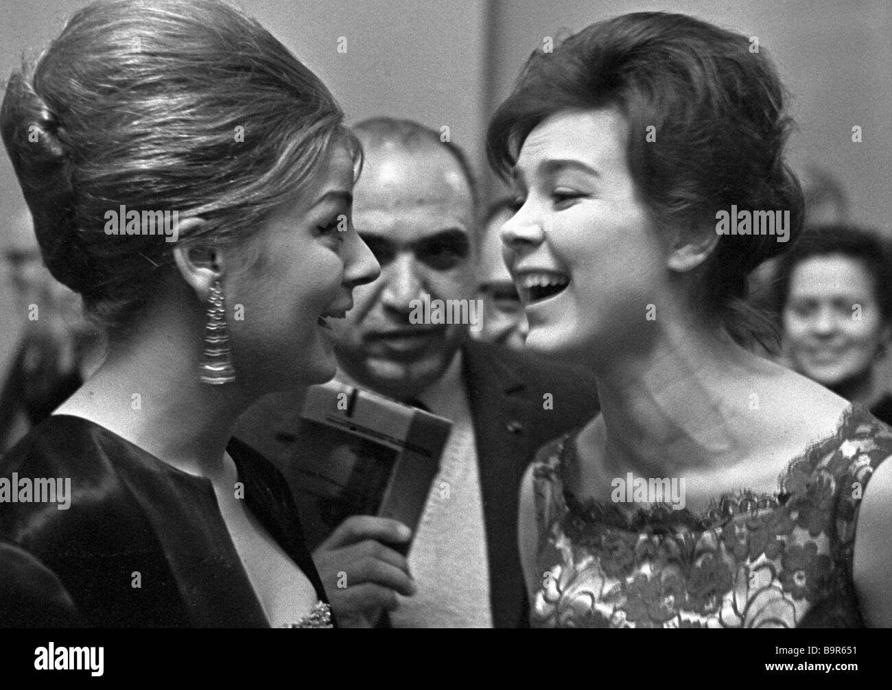 Soviet actress Larisa Golubkina right and Egyptian actress Nadia Lutfi ...