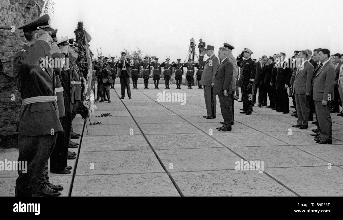 French President Charles de Gaulle center left and USSR Council of ...