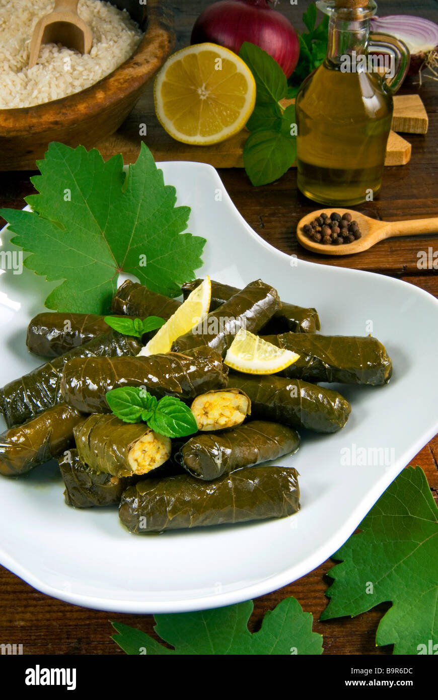 Greek stuffed vine leaves hi-res stock photography and images - Alamy